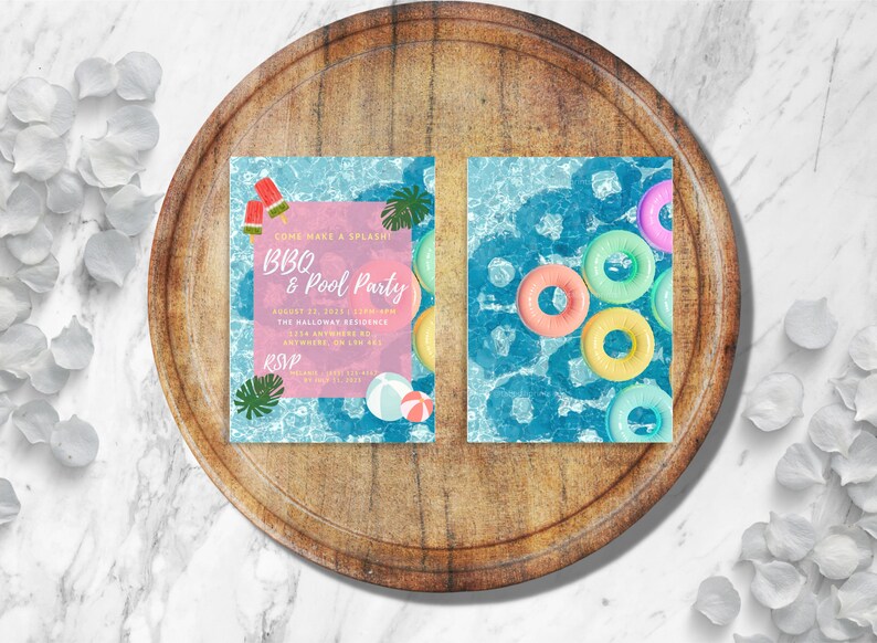 DIY - Pool Party Invitation | Digital Download 5x7" | BBQ | Pool Theme ...