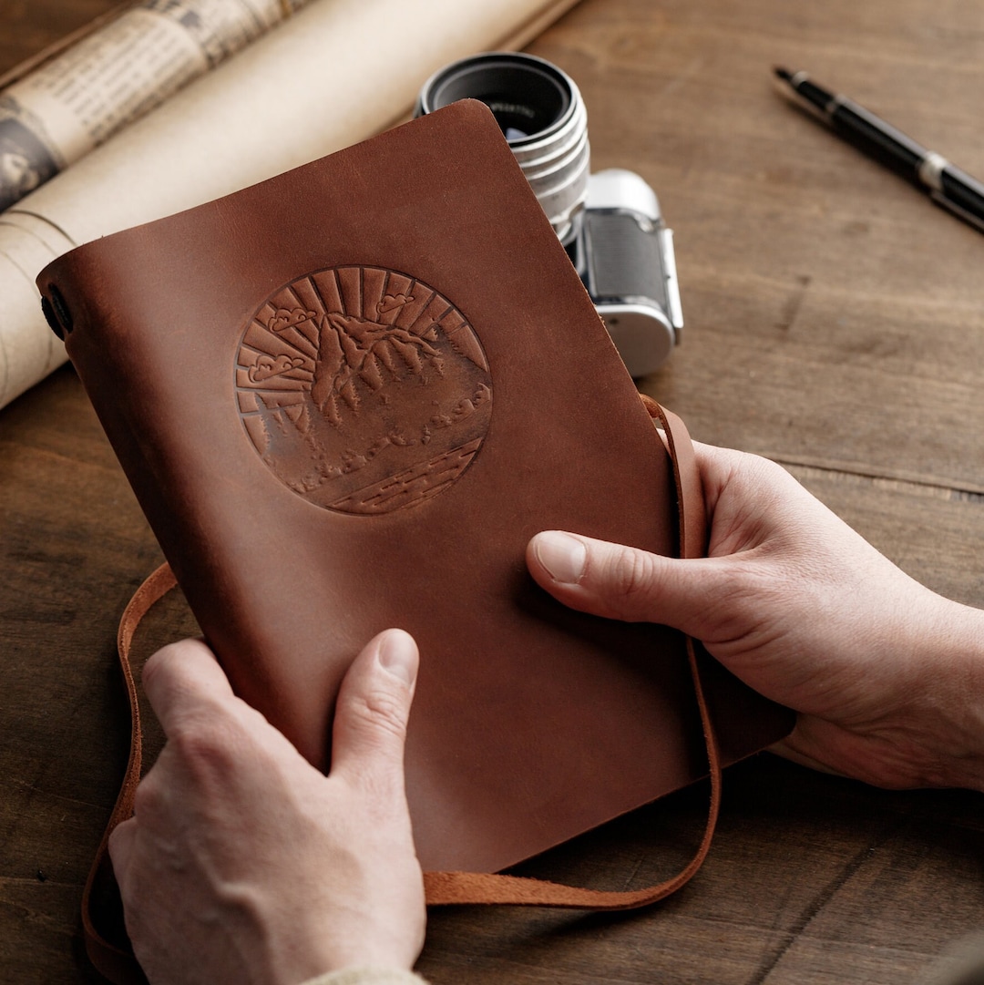 Leather Notebook, Leather Travelers Notebook, Brown Leather Notebook ...