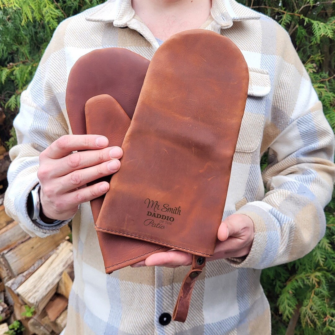 Large Leather Grill Gloves, Leather Oven Mitt for Use With Oven ...