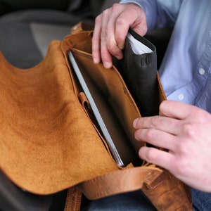 Mens Leather Messenger Bag With Personalization, Monogrammed Leather ...