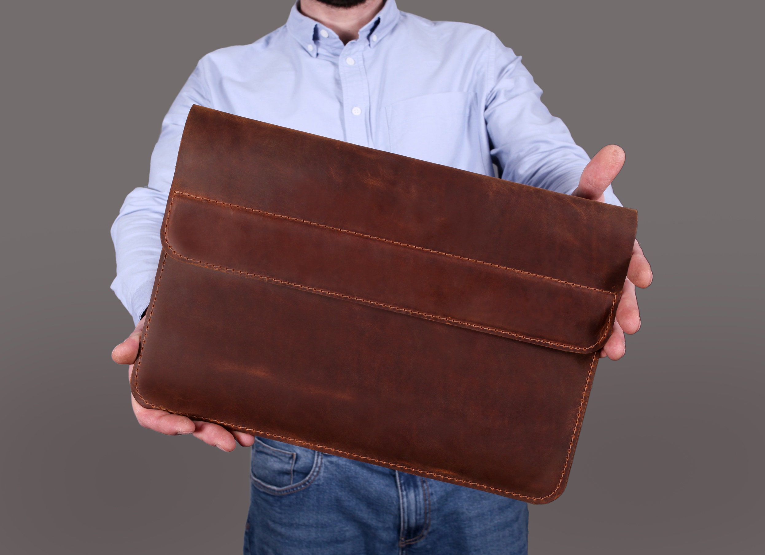 Personalized Leather Laptop Case, Leather Laptop Sleeve, MacBook Pro ...