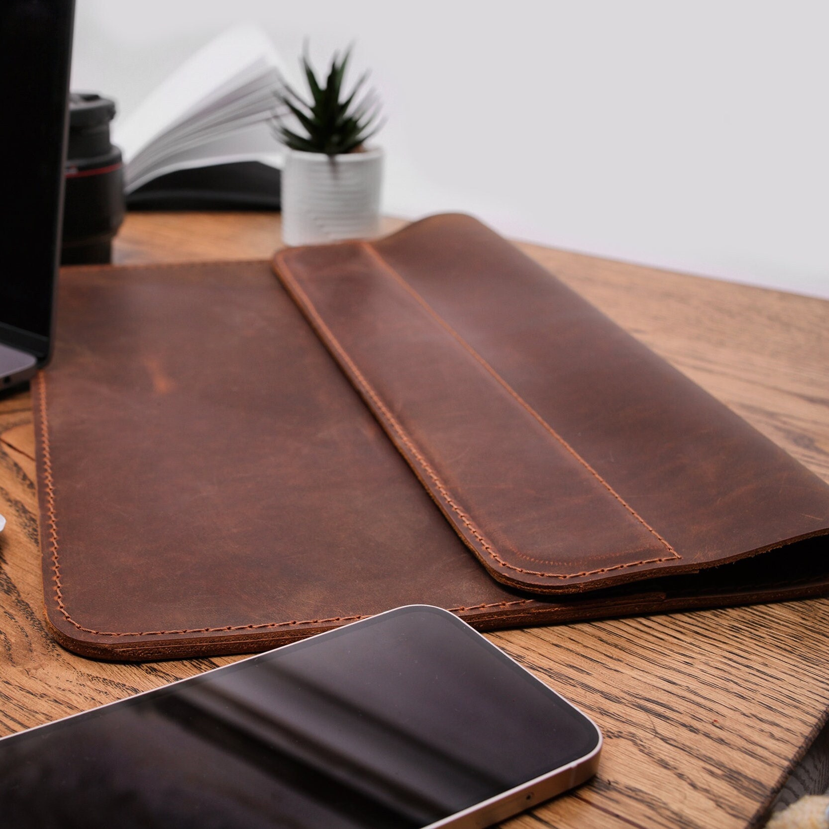 Personalized Leather Laptop Sleeve, Custom Laptop Case, Protective ...