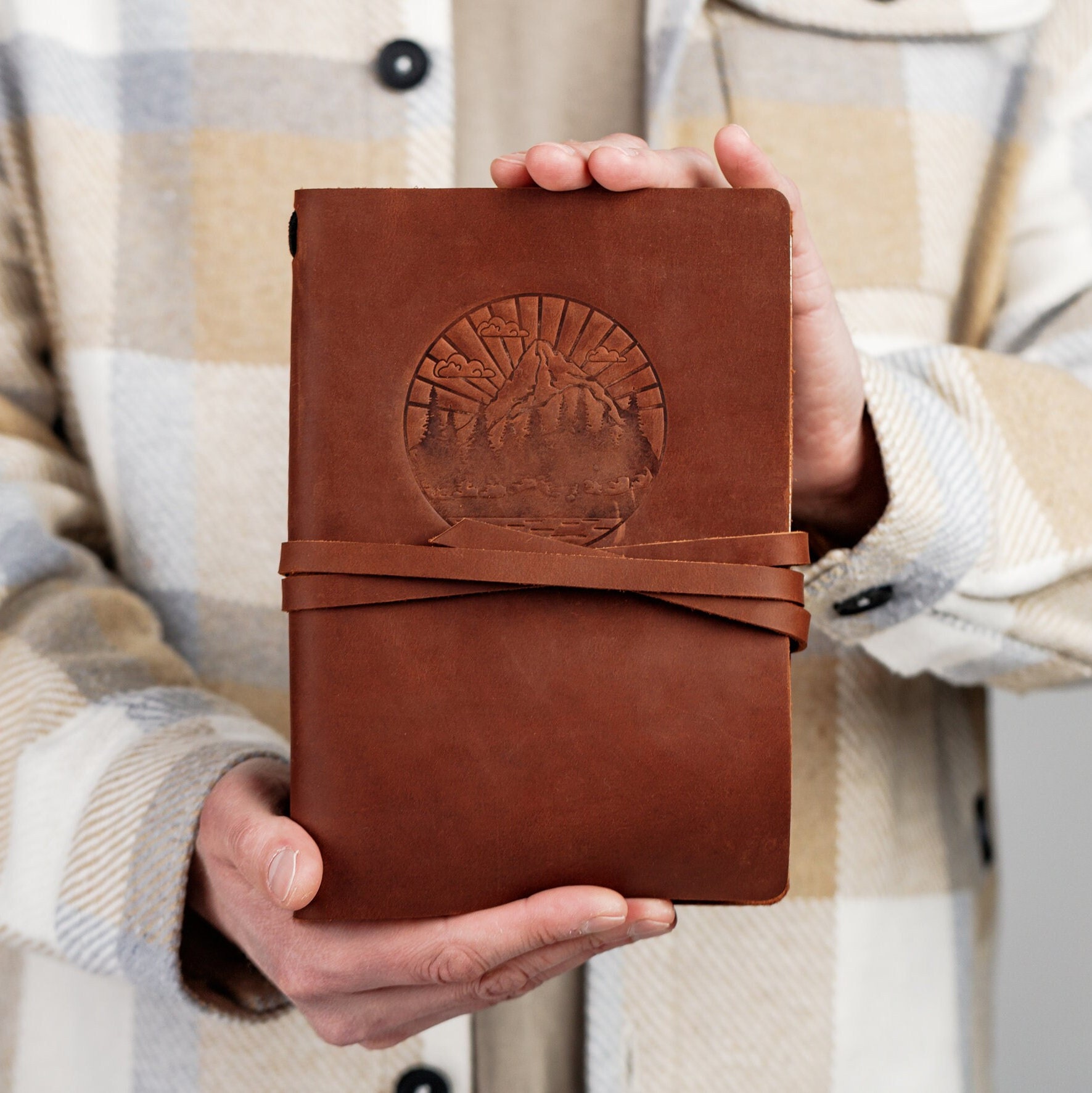 Brown Leather Notebook With Personalization for Gift, Engraved Leather ...