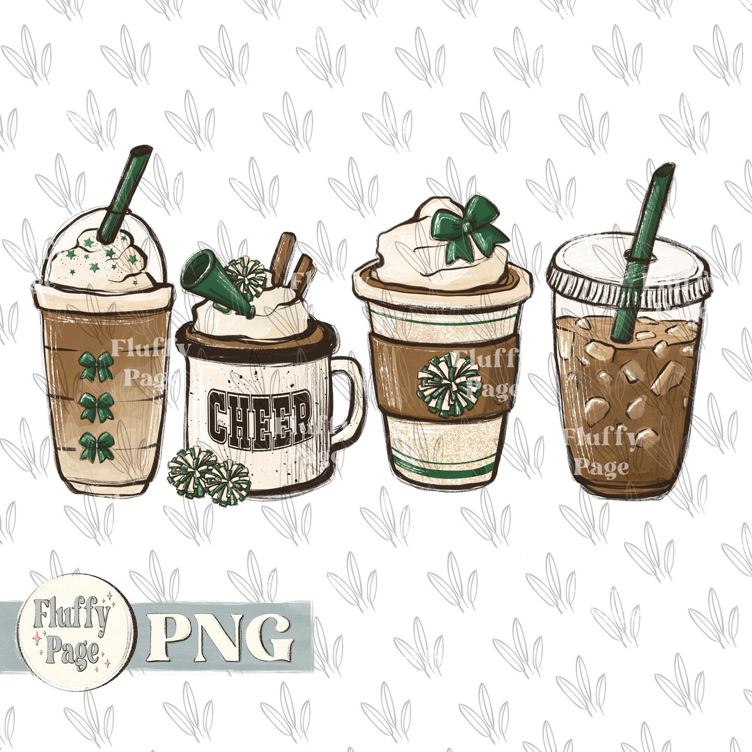 Cheerleading Coffee PNG, Cheer Latte Coffee Cups, Megaphone and Pom ...