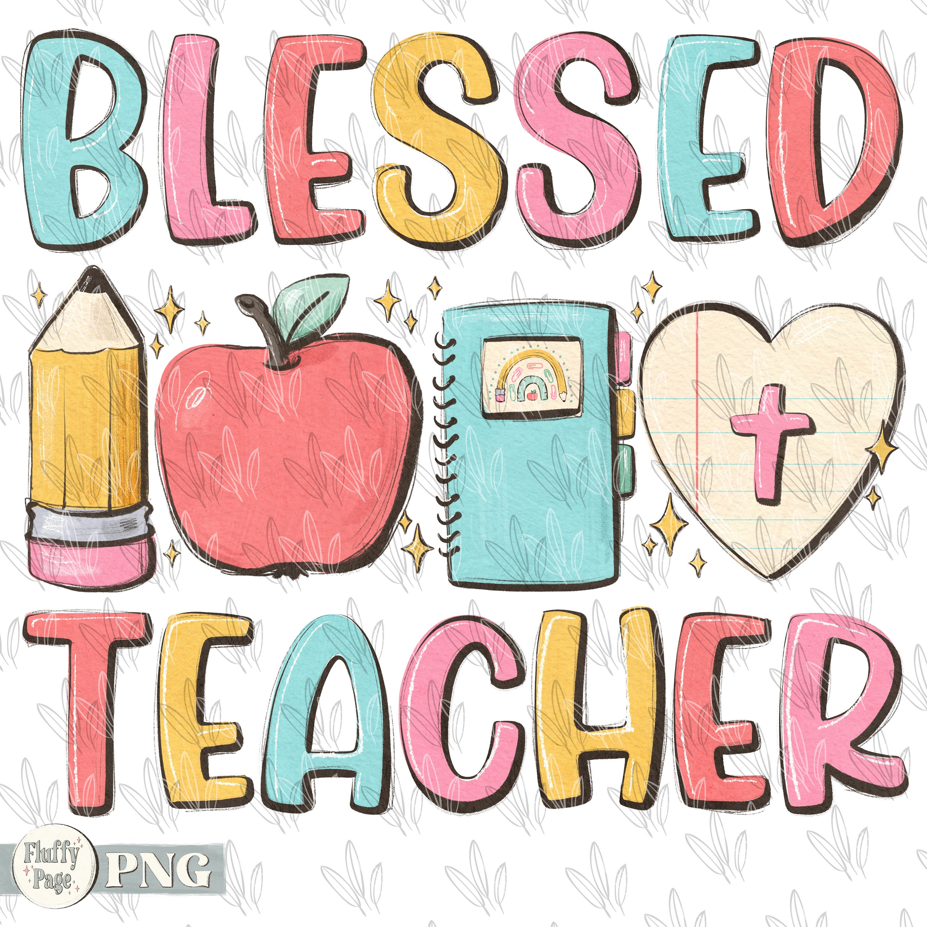 Blessed Teacher PNG Teach Christian Elementary School Apple - Etsy