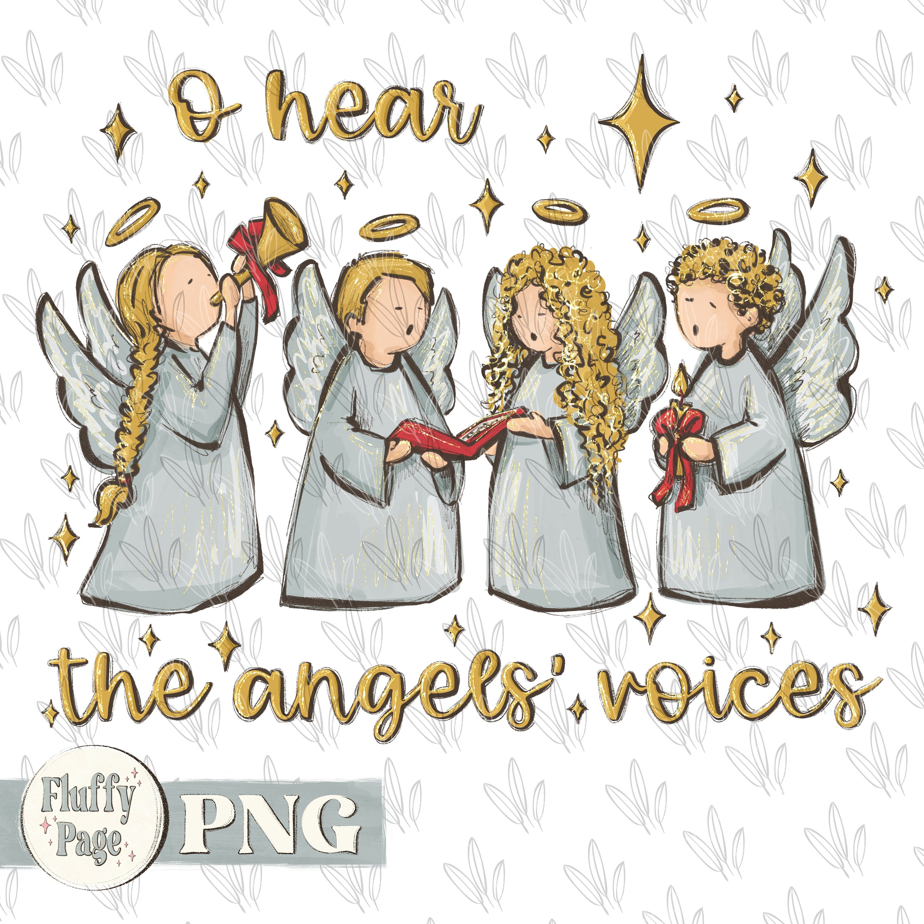 O Hear the Angels' Voices PNG Cute Christmas Angels - Etsy
