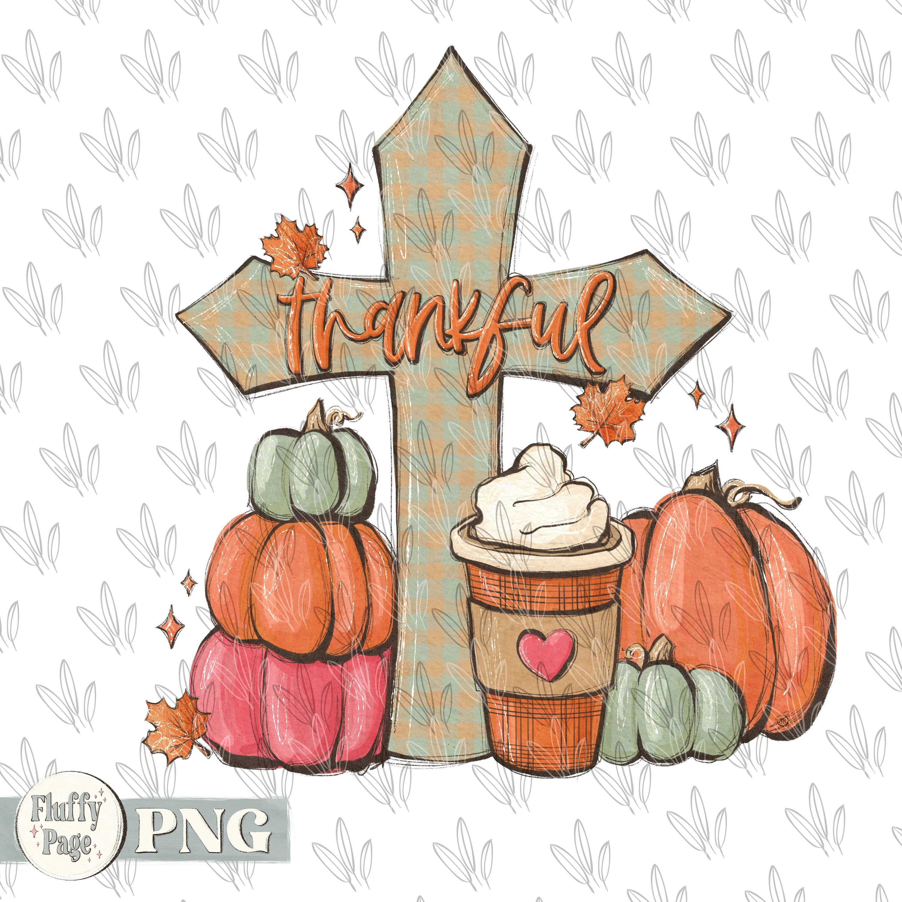 Thankful PNG, Cross Latte, PSL Fall Autumn Thanksgiving, Christian ...