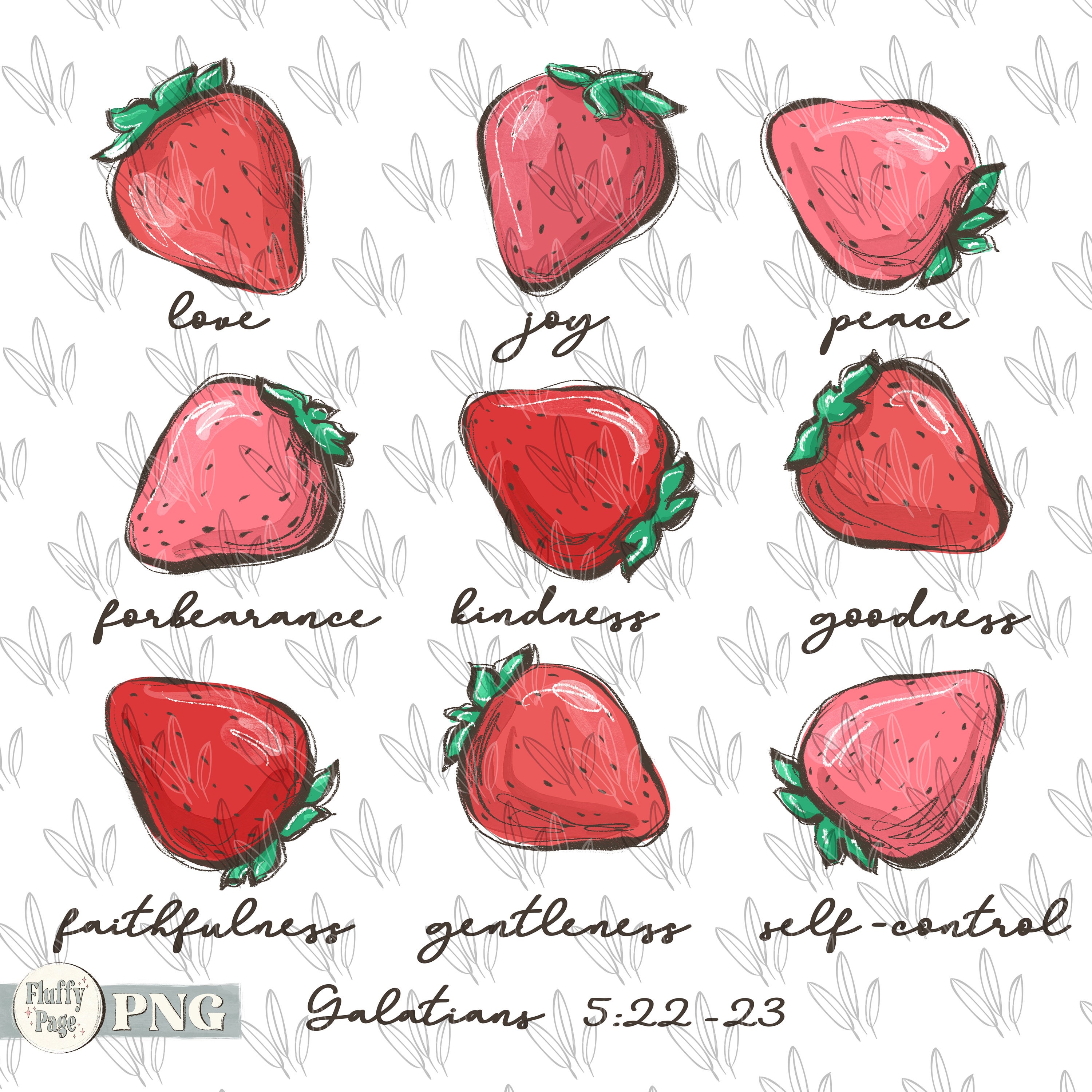 The Fruits of the Spirit PNG, Pink Strawberry Somer, Galatians ...