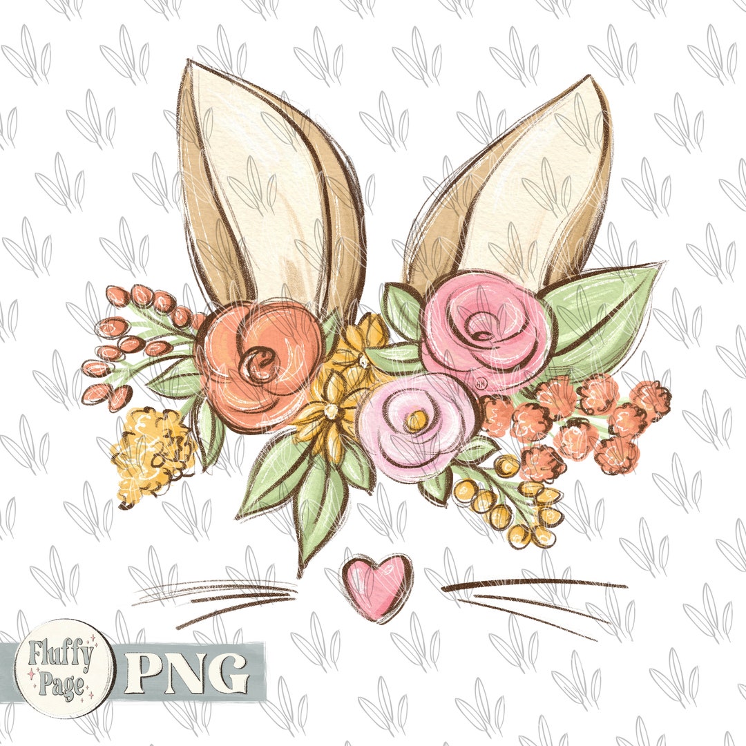 Bunny Ears With Flowers PNG, Cute Girl Rabbit, Easter Spring, Hand ...