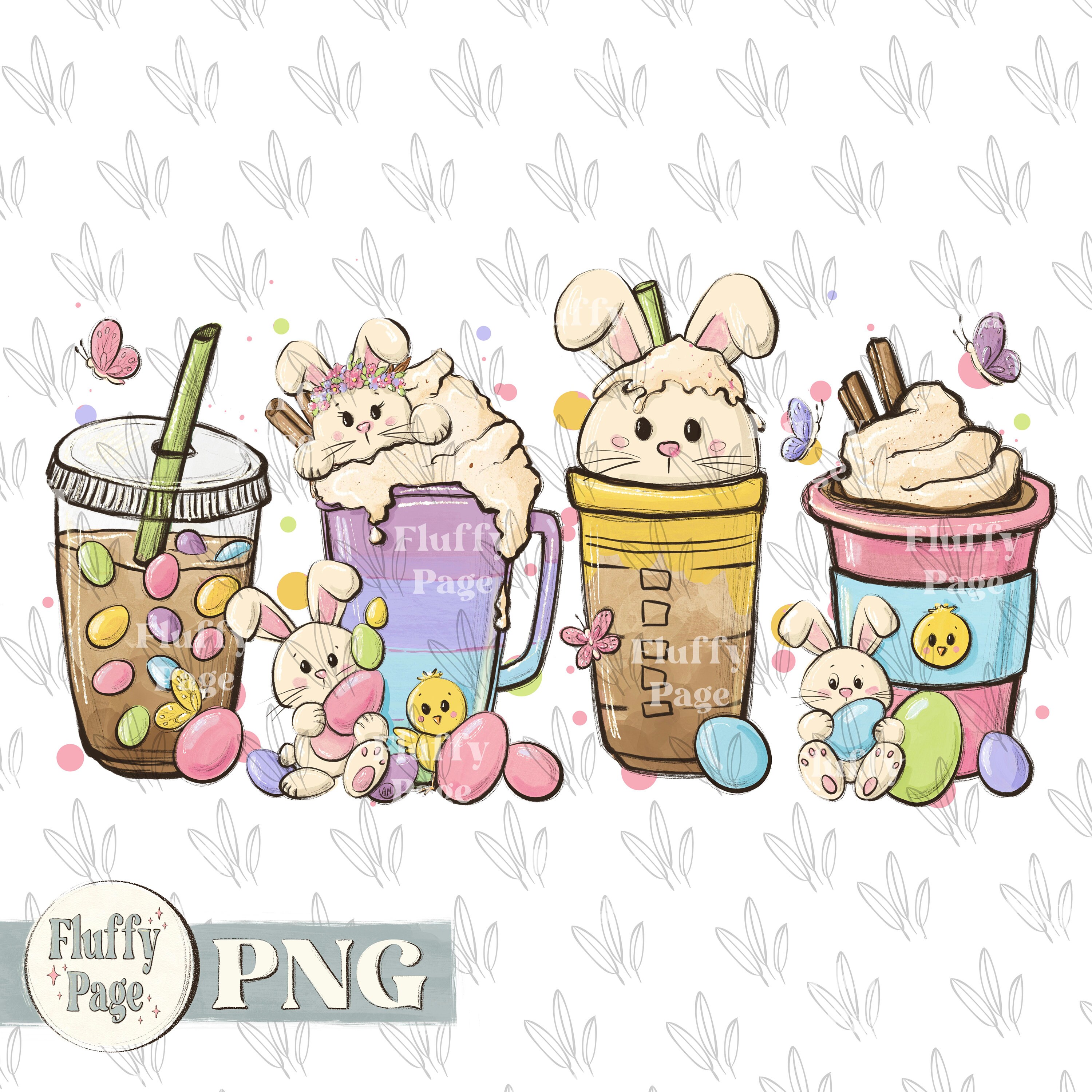 Easter Bunny Latte PNG, Cute Rabbits Coffee Christian Religious Spring ...