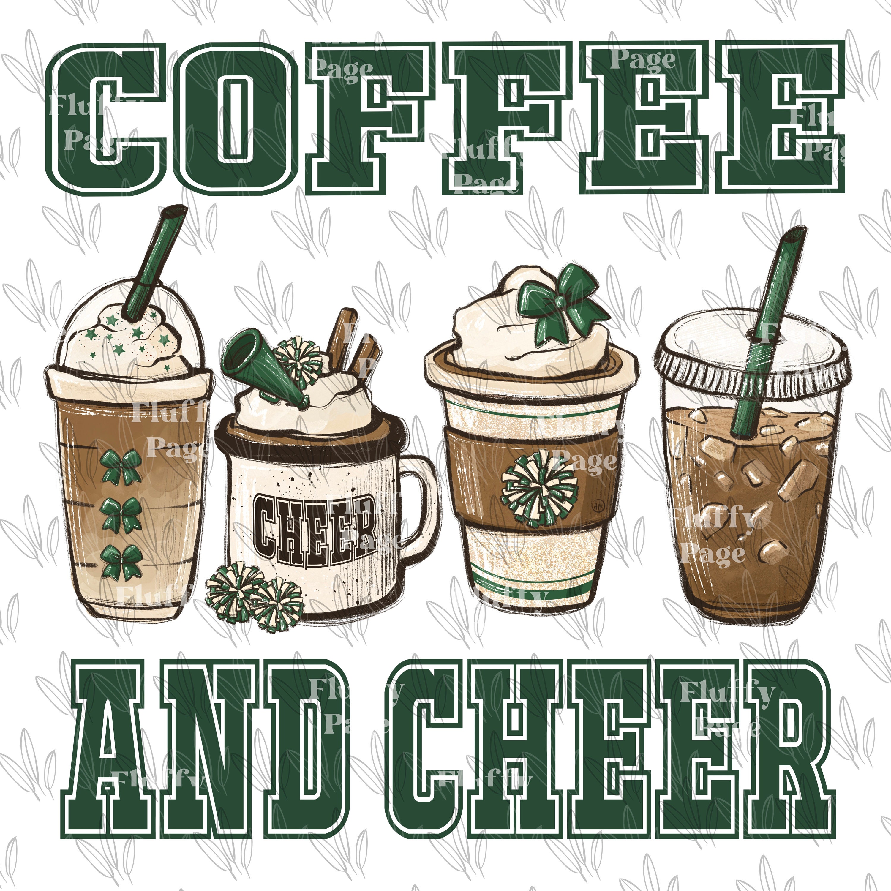 Coffee and Cheer PNG, Cheerleading Cheer Latte Coffee Cups, Megaphone ...