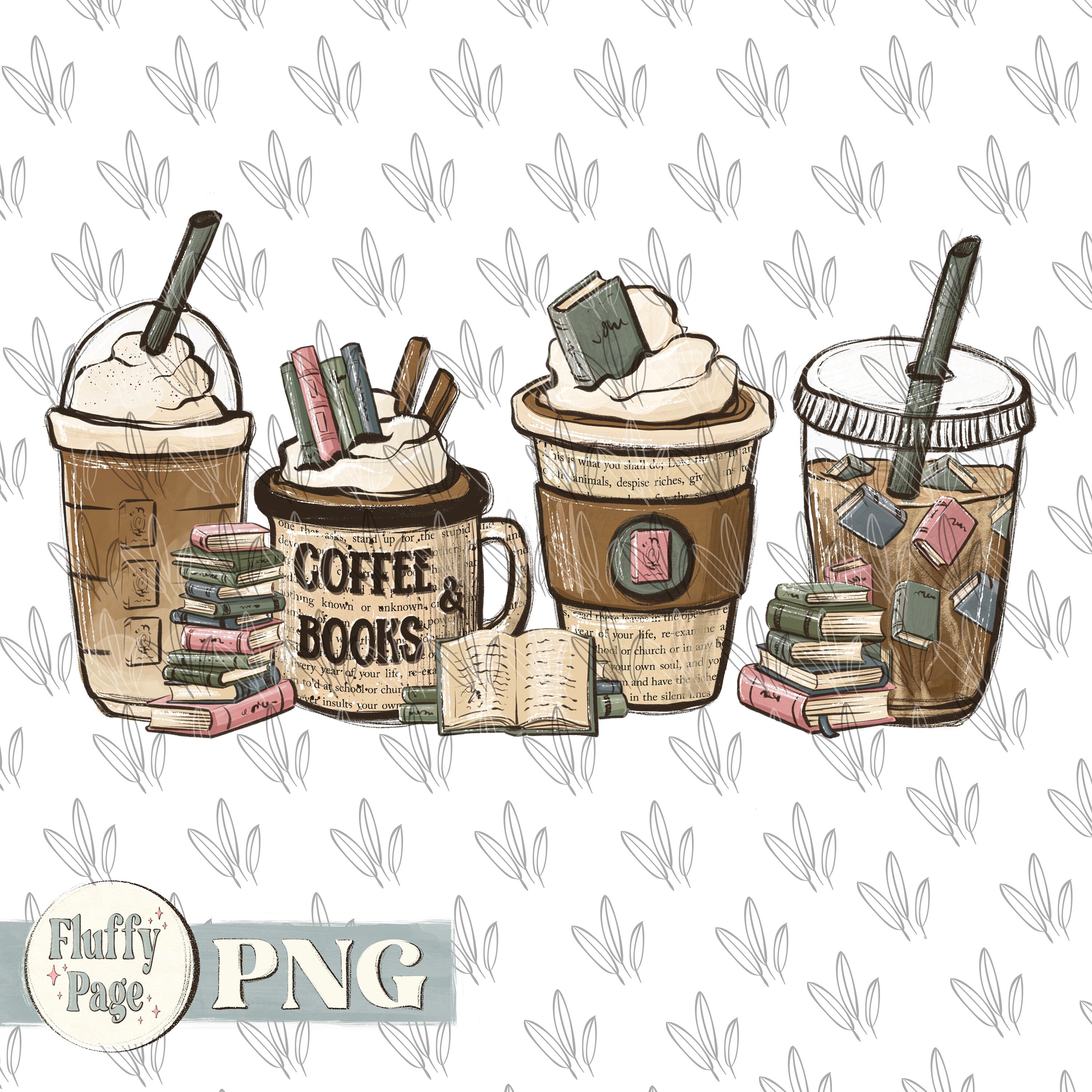 Coffee and Books PNG, Reader Booktrover, Latte Frappe, Iced Coffee Cups ...