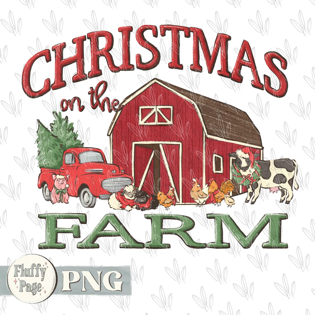 Christmas on the Farm PNG, Country Christmas, Cow Print, Farm Winter ...