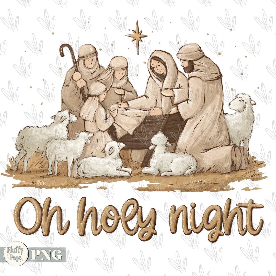 Oh Holy Night PNG, Nativity, Baby Jesus Manger, Merry Christmas Night ...