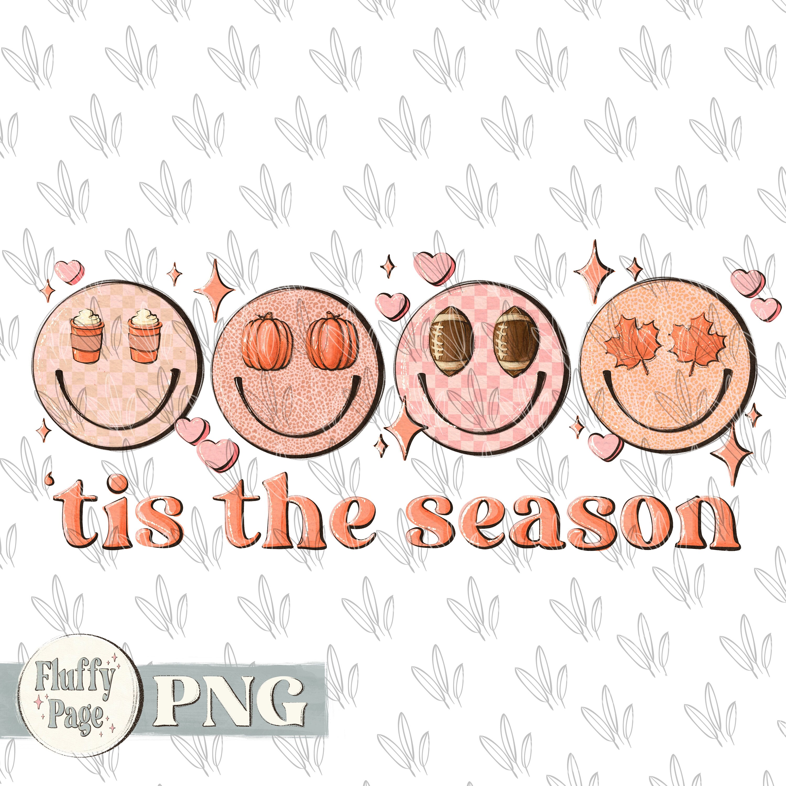 Tis the Season PNG Fall Smiles Football Latte Leaves - Etsy