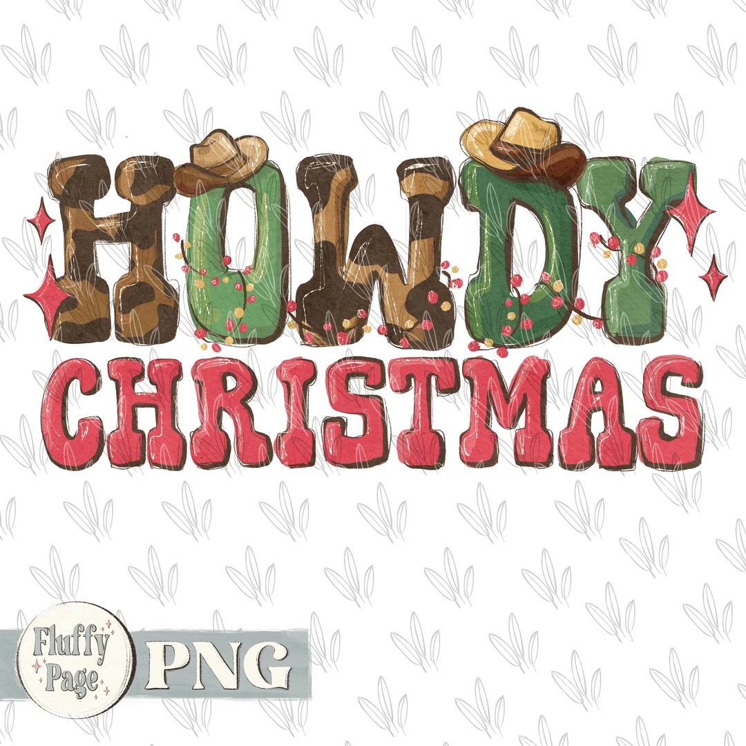 Howdy Christmas PNG, Cacti Western, Desert Cowgirl Cowboy, Cow Print ...