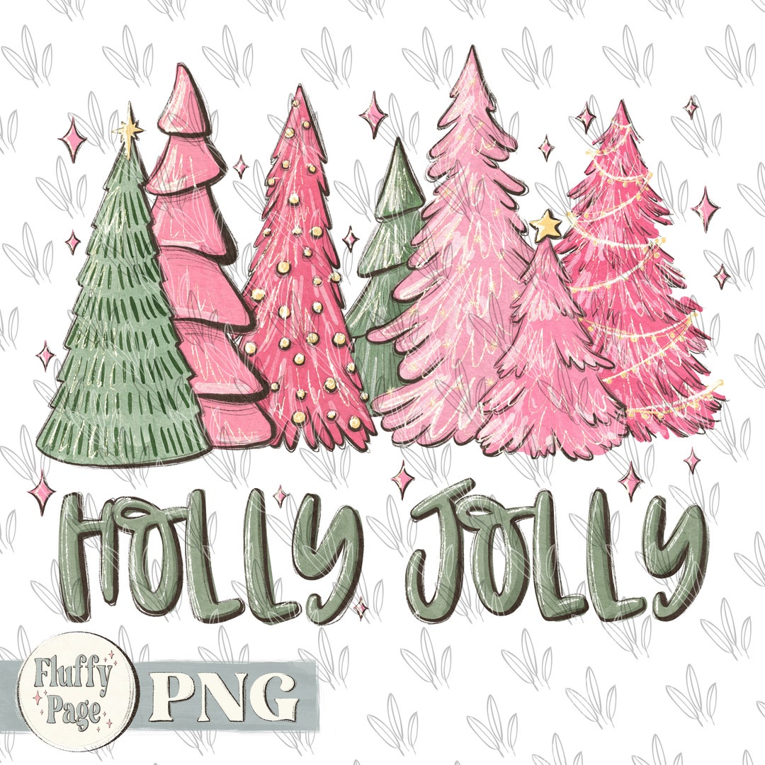 Holly Jolly PNG, Cute Pink Pastel Christmas Trees, Winter Hollidays ...