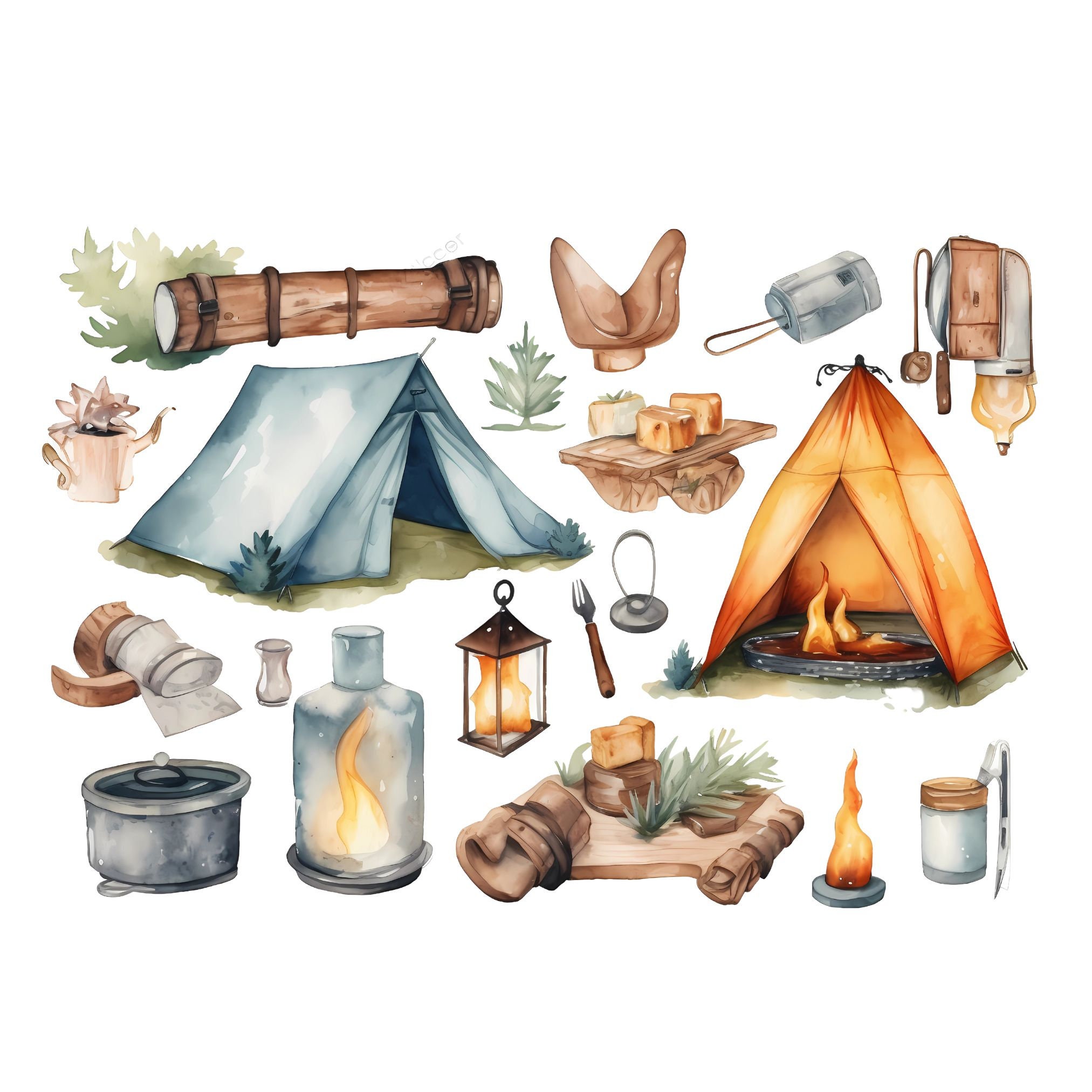 Camping Clipart, Watercolour Camping Images, Bundle 41 X Images ...