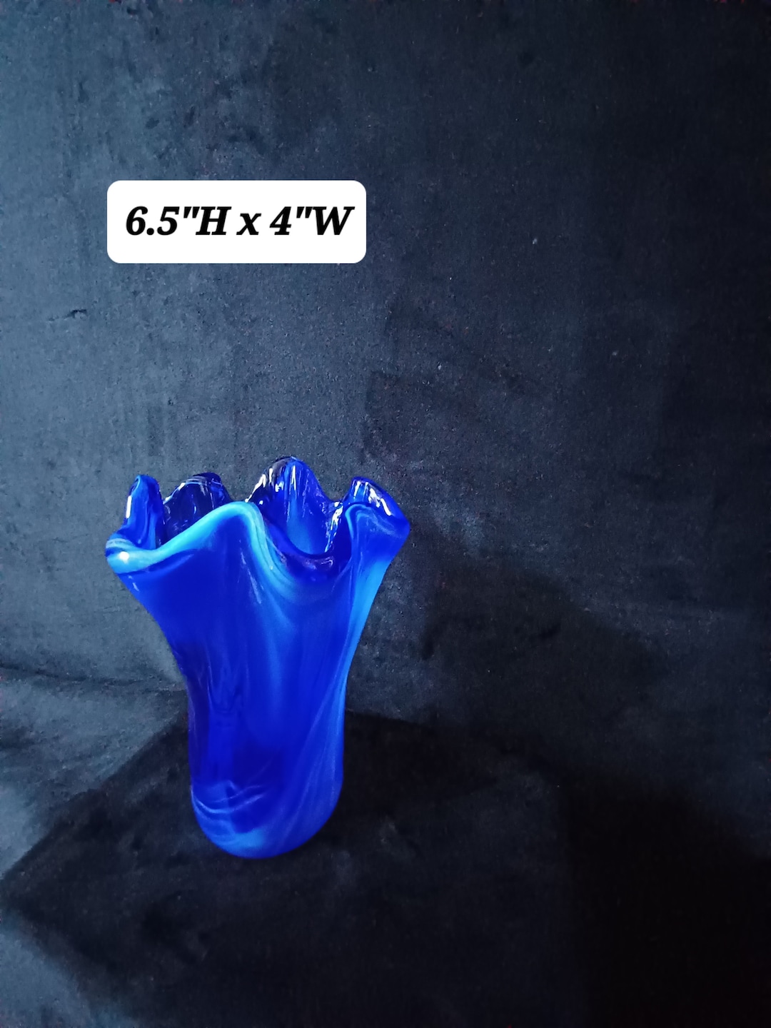 Gorgeous Murano Style Blue Art Glass Vase - Etsy