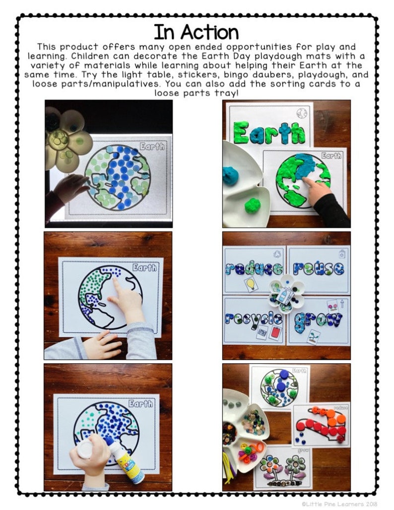 Earth Day Playdough and Loose Parts Mats - Etsy