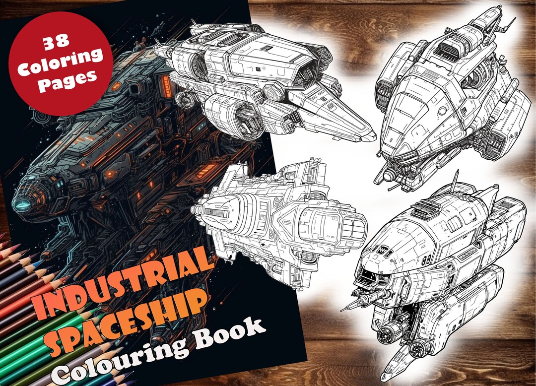 Spaceship Colouring Book, 38 Pages, Printable PDF, Children and Adults ...