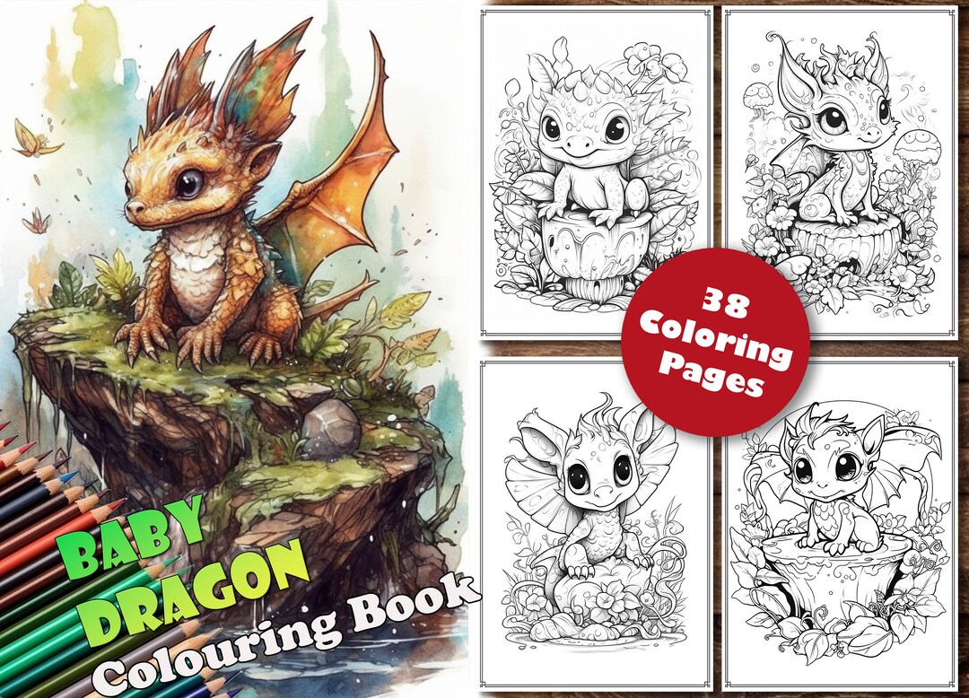 38 Baby Dragons | Coloring Page Book | Adults | Kids | Instant Download ...