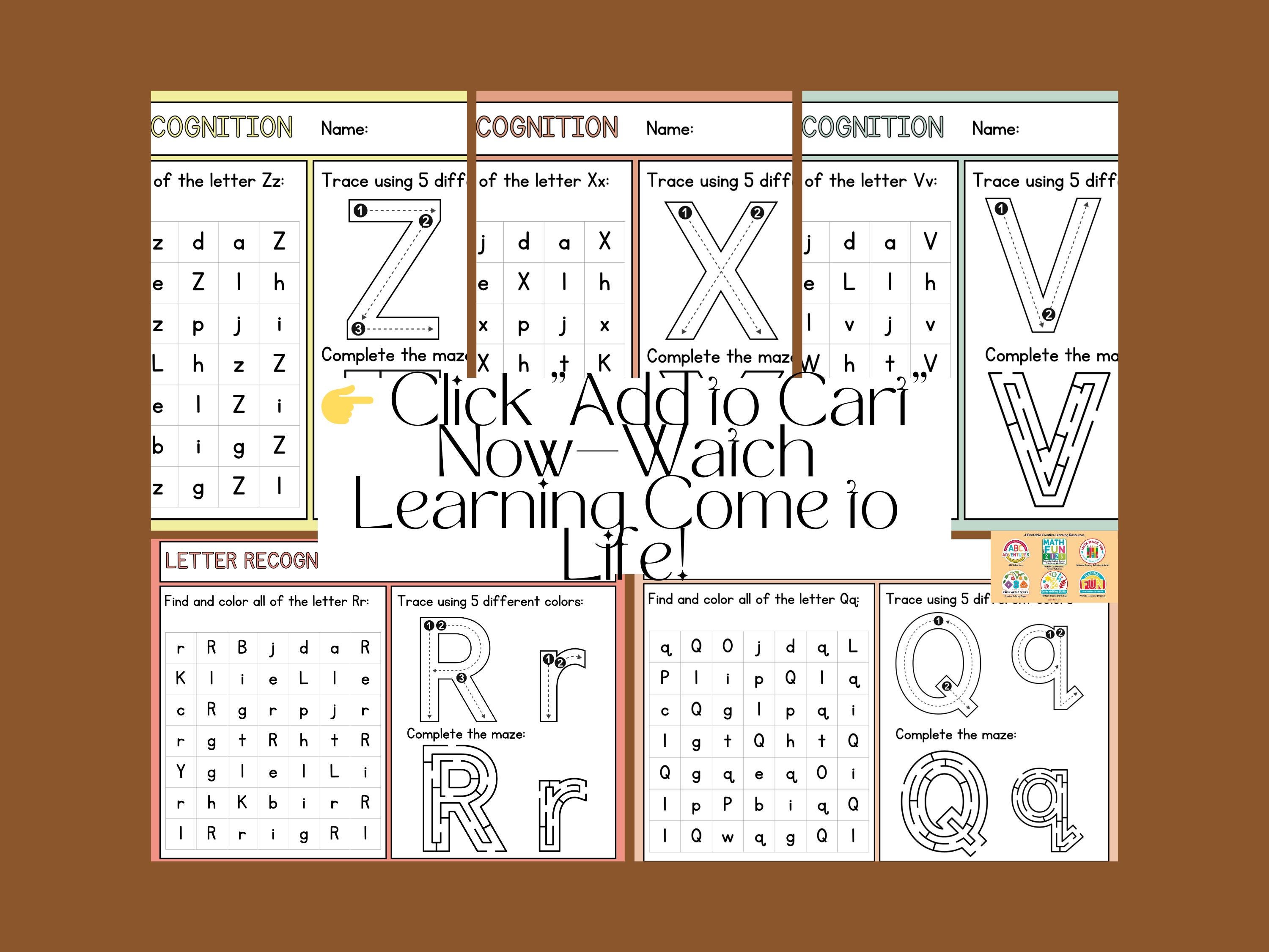Letter A-Z Hunt Printables | Alphabet Recognition & Tracing Worksheets ...