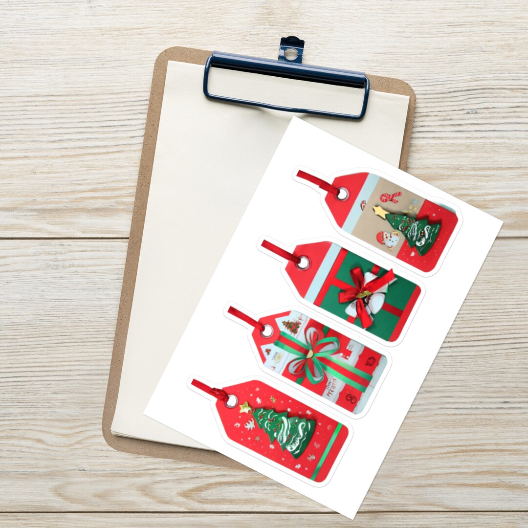 Four Packk Gift Tags Sticker Sheet - Etsy