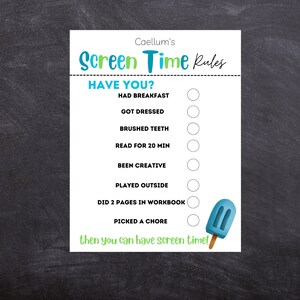 Editable Screen Time Rules Checklist Screentime Reward Chart Checklist ...