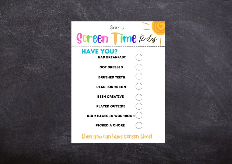 Editable Screen Time Rules Checklist Screentime Reward Chart Checklist ...
