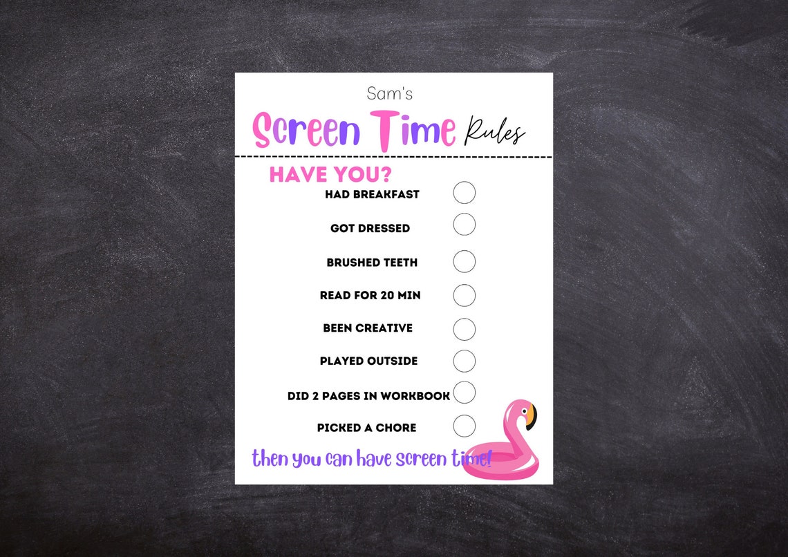 Editable Screen Time Rules Checklist Screentime Reward Chart Checklist ...