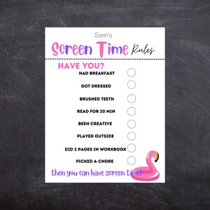 Editable Screen Time Rules Checklist Screentime Reward Chart Checklist ...