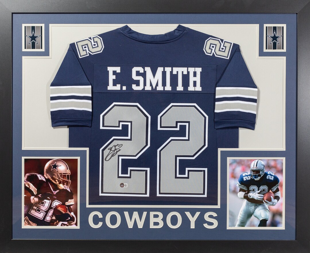 Emmitt Smith Autographed, Professionally Framed, Dallas Cowboys Jersey ...