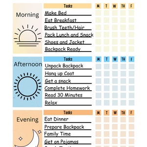 Kids Daily School Checklist Printable, Daily Routine Chart, Homeschool ...