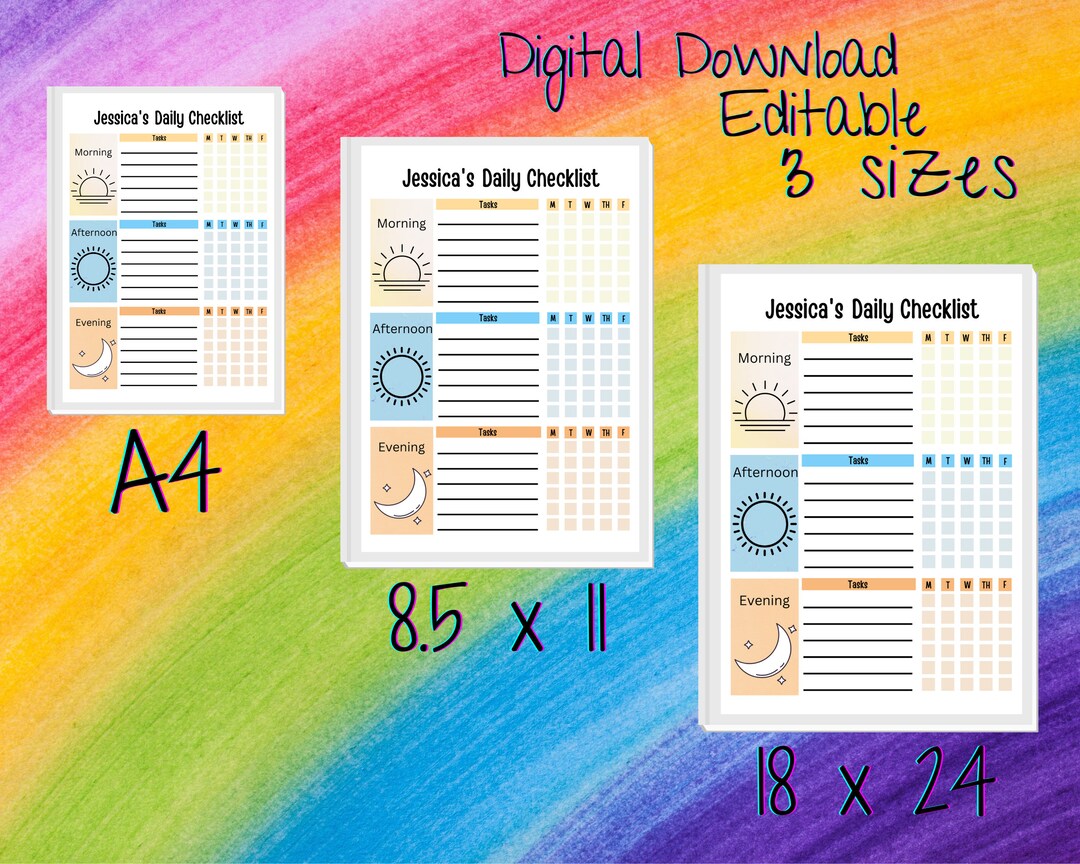 Kids Daily School Checklist Printable, Daily Routine Chart, Homeschool ...