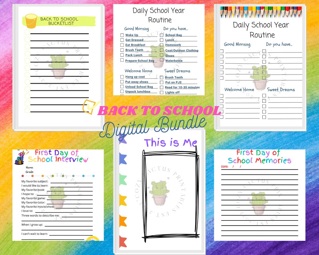 Back to School Bundle Kids Daily School Checklist Printable - Etsy
