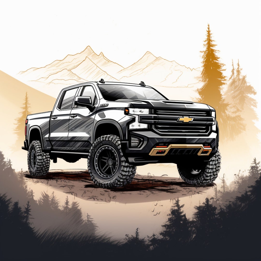 Vector Style Silverado High Mountain Digital Art Chevy Truck - Etsy