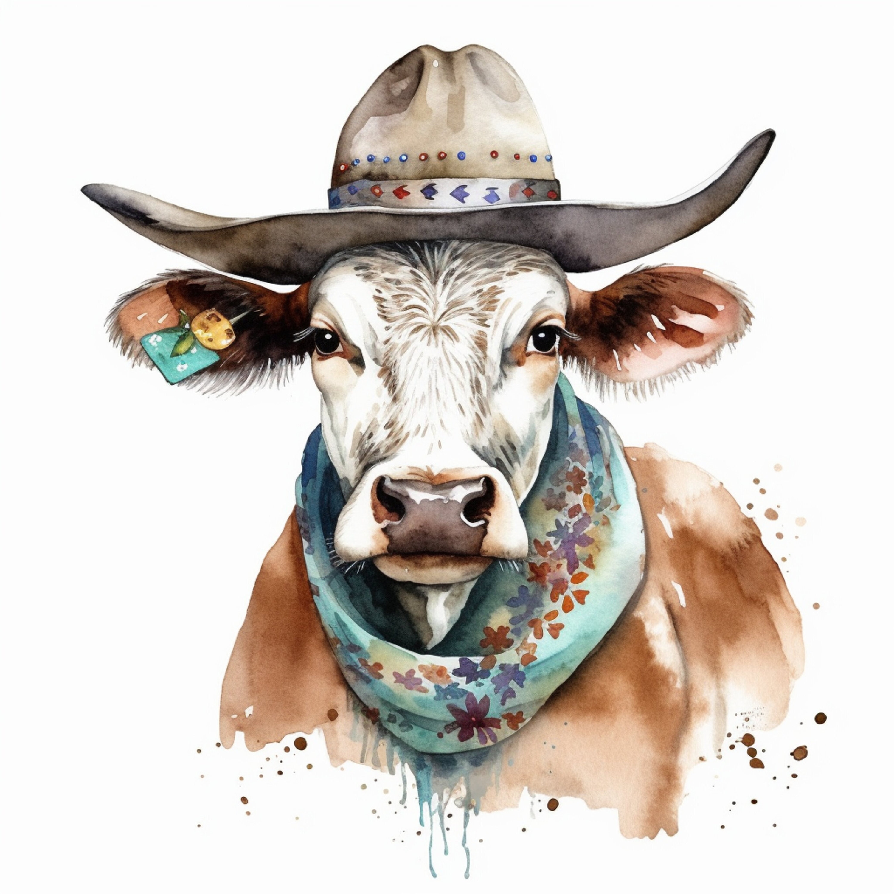 Cowboy Cows Cow Watercolor Clipart Farm Watercolor Clipart - Etsy