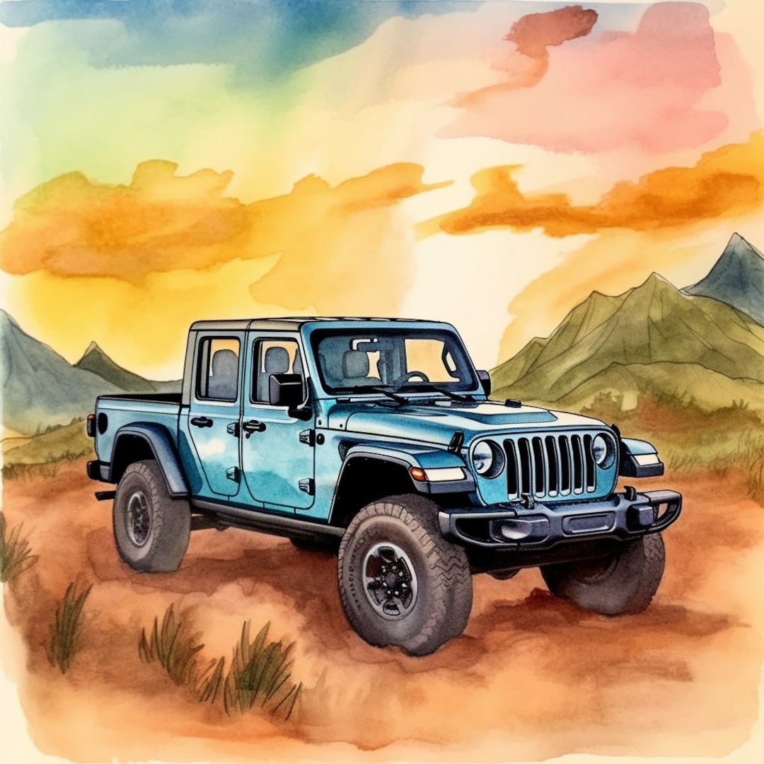 Watercolor Jeep Gladiator Sketch Jeep PNG Offroad Svg - Etsy