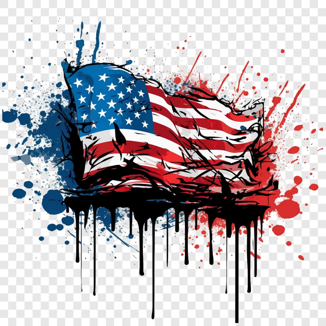 Tattered American Flag Png | Melting American Flag Png | Distressed ...