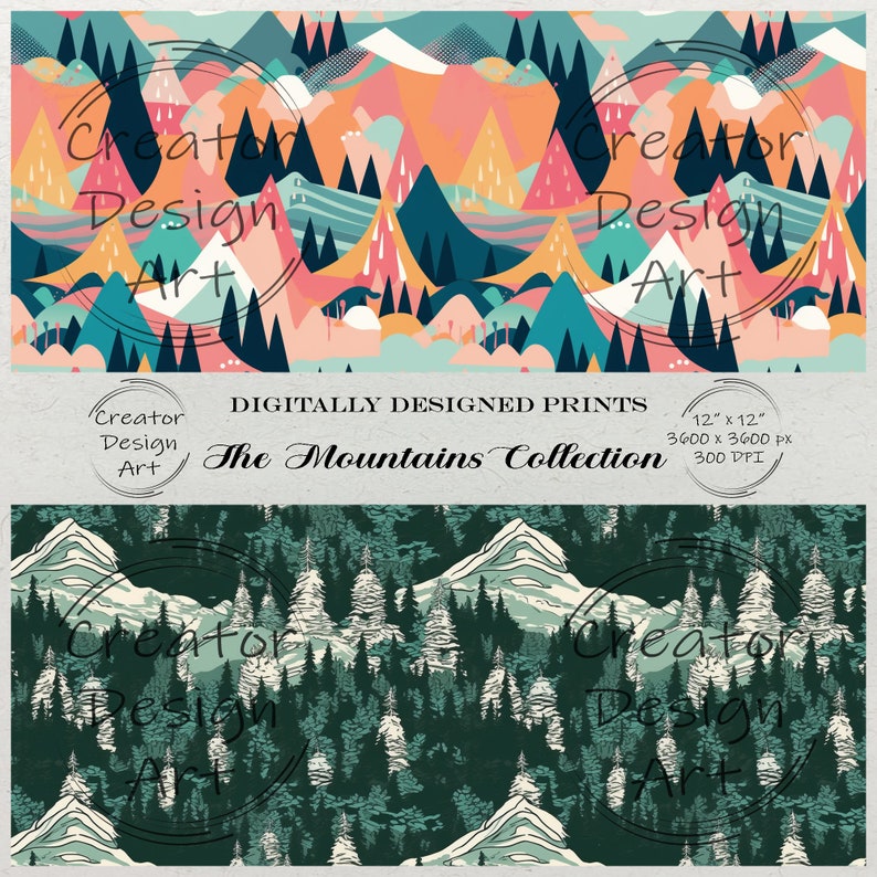 Mountain Range Patterns - Digital Prints - Etsy