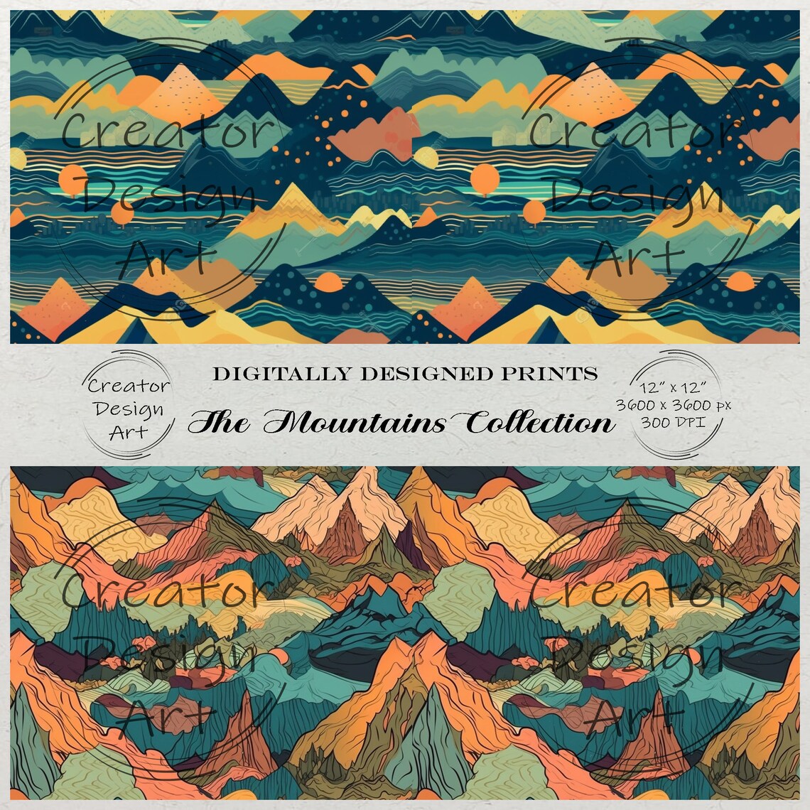 Mountain Range Patterns - Digital Prints - Etsy
