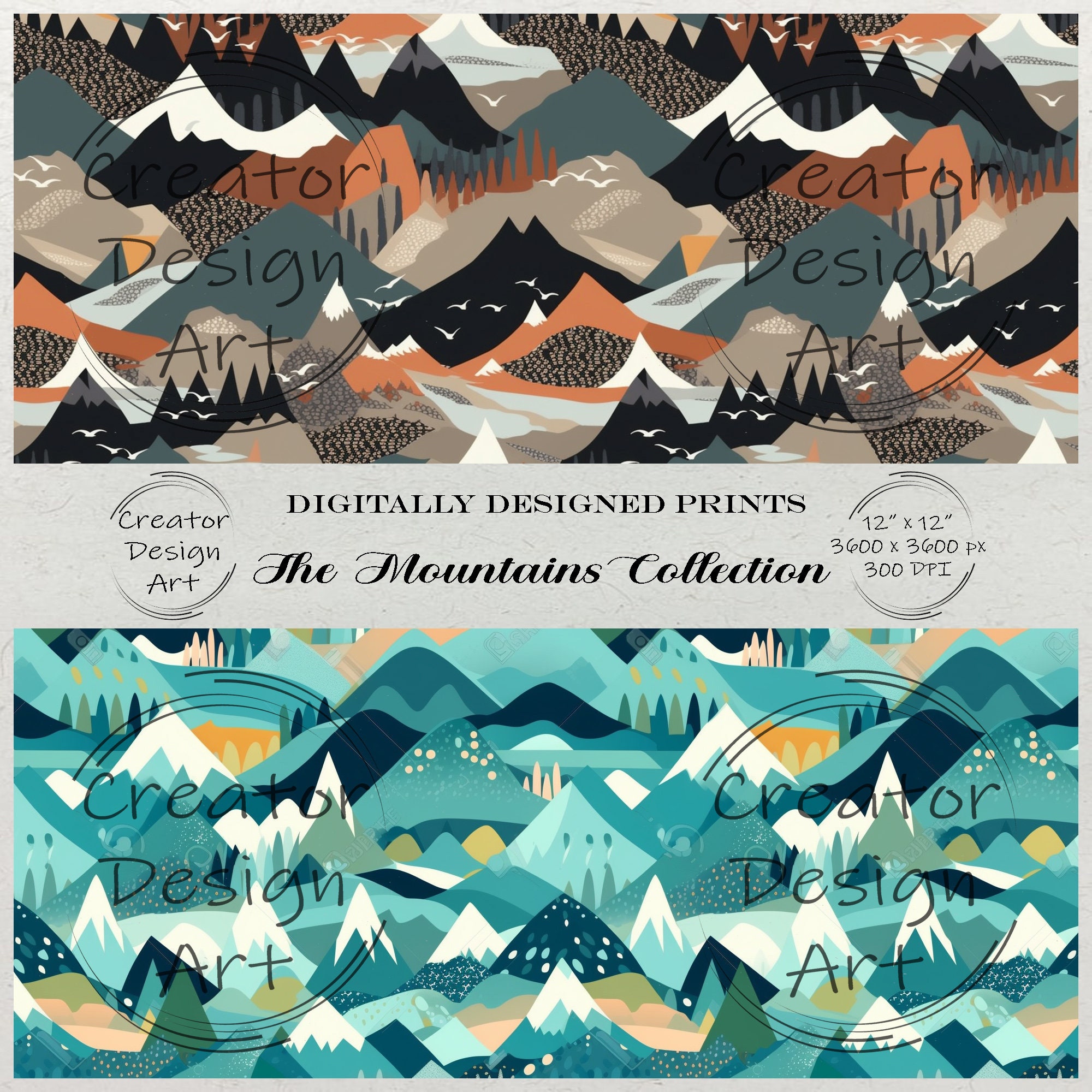 Mountain Range Patterns - Digital Prints - Etsy