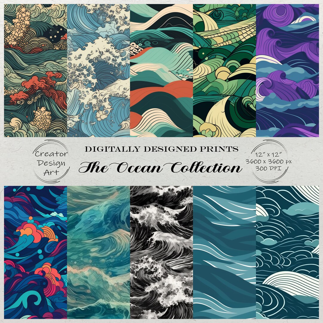 Ocean Waves Patterns Digital Prints - Etsy