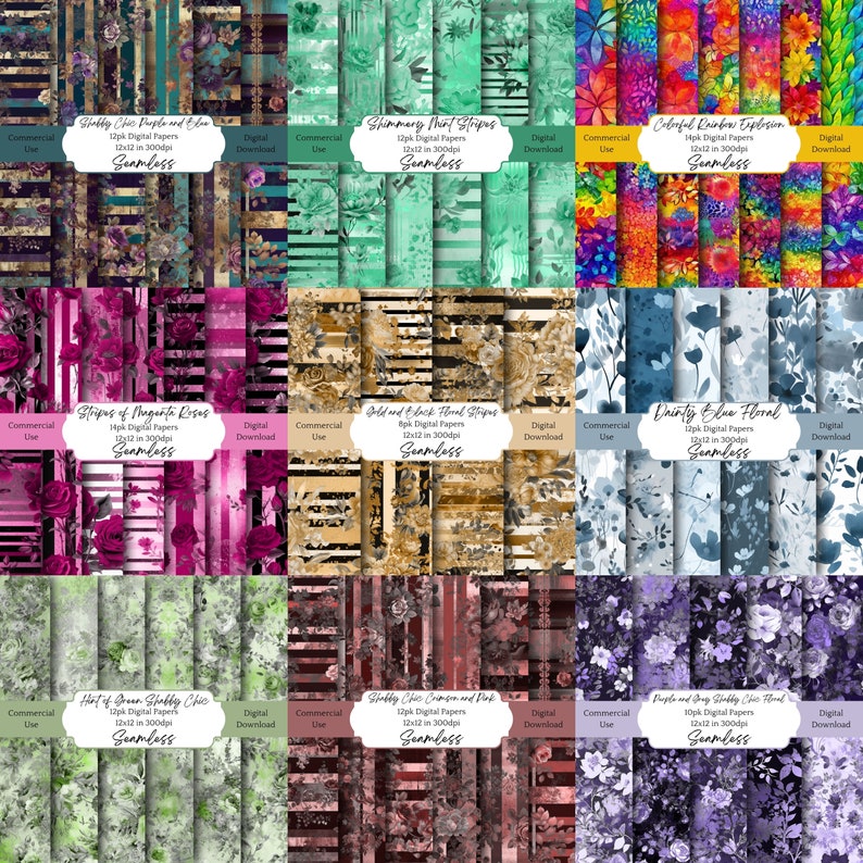 WHOLE SHOP Seamless Paper Pack Bundle Instant Digital Download Tiled ...