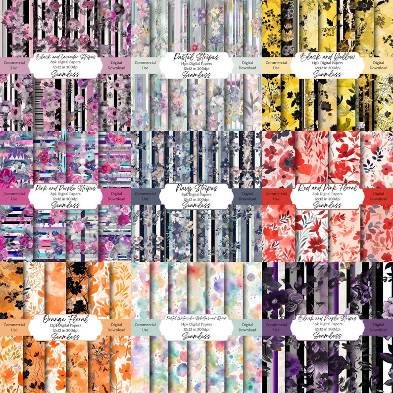 WHOLE SHOP Seamless Paper Pack Bundle Instant Digital Download Tiled ...