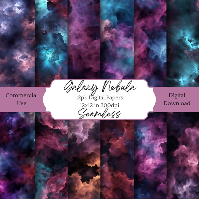 Paper Pack Colorful Galaxy Nebula Instant Digital Download Tiled ...