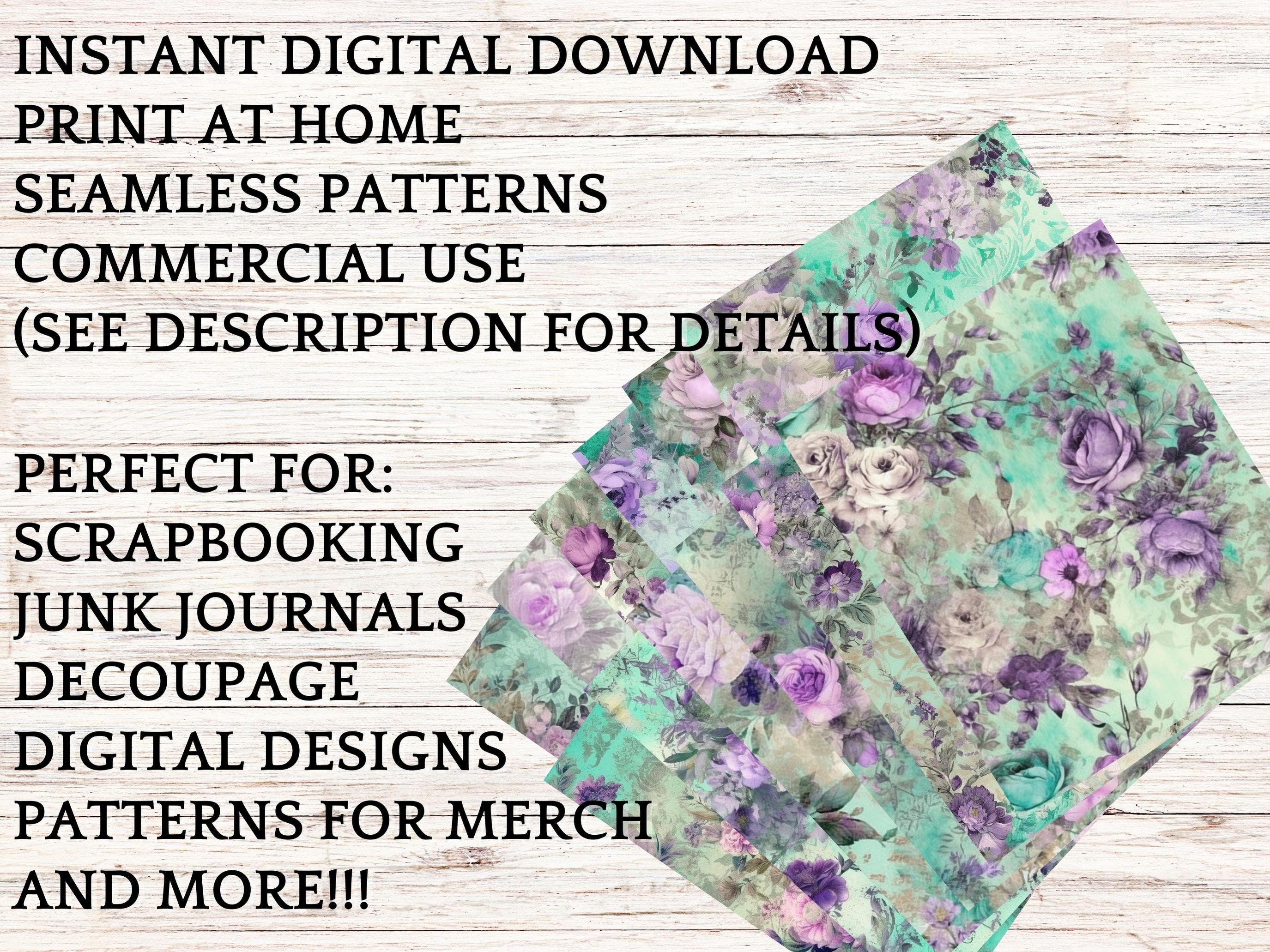 Lavender Teal Shabby Chic Instant Digital Download Seamless - Etsy