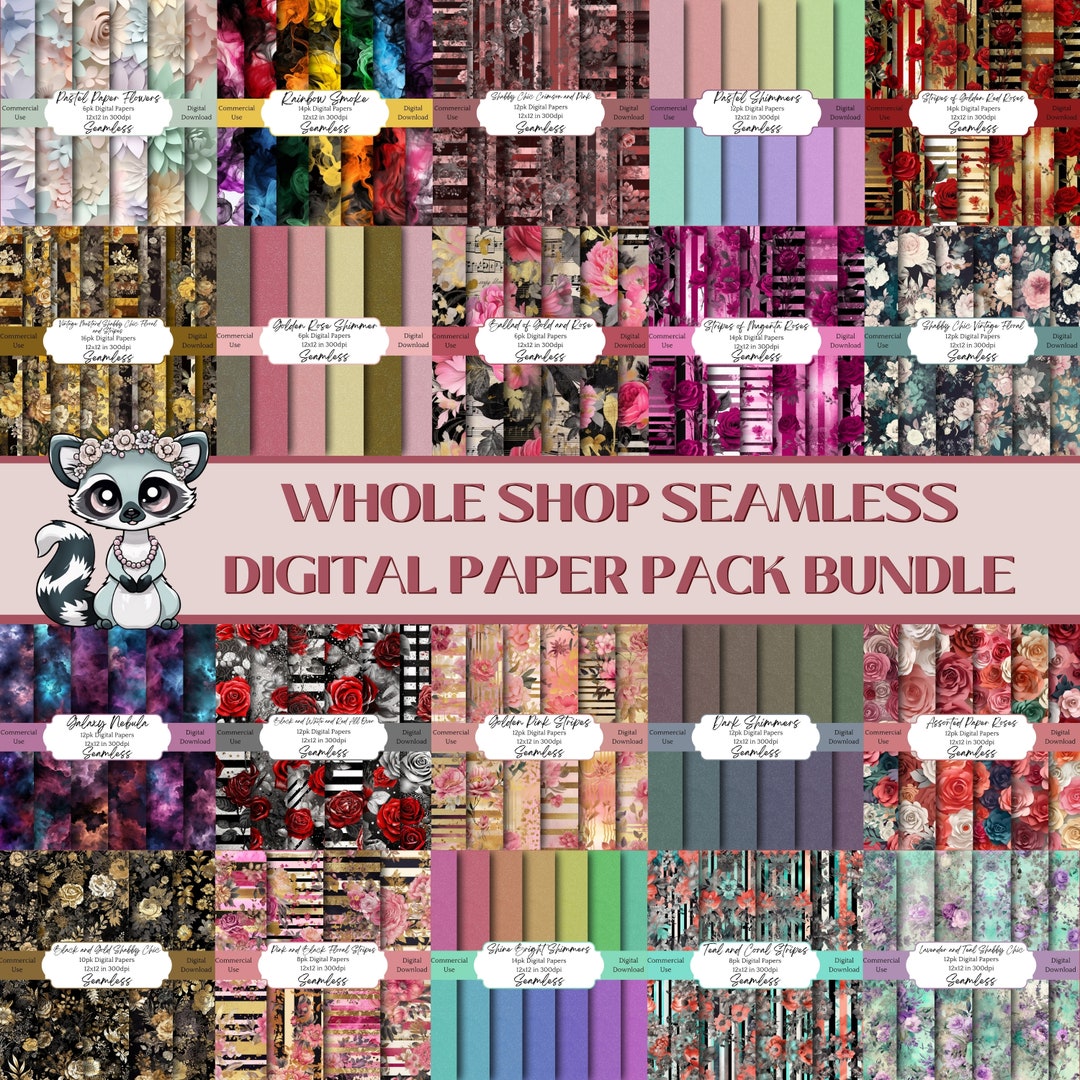 WHOLE SHOP Seamless Paper Pack Bundle Instant Digital Download Tiled ...