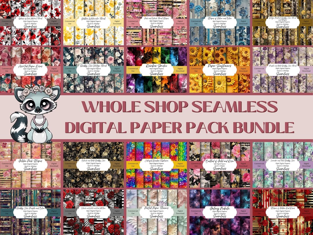 WHOLE SHOP Seamless Paper Pack Bundle Instant Digital Download - Etsy